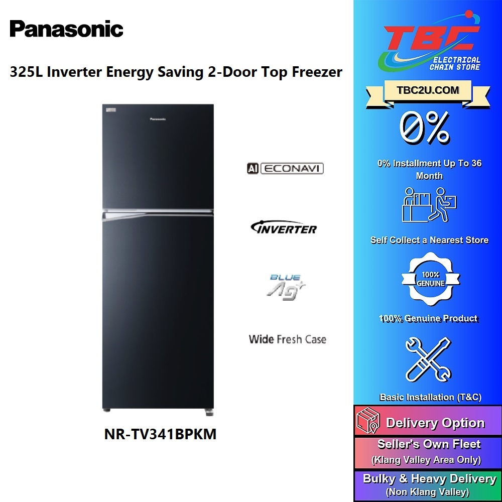 Panasonic Inverter 2-Door Top Freezer Fridge (325L) NR-TV341BPSM / NR ...
