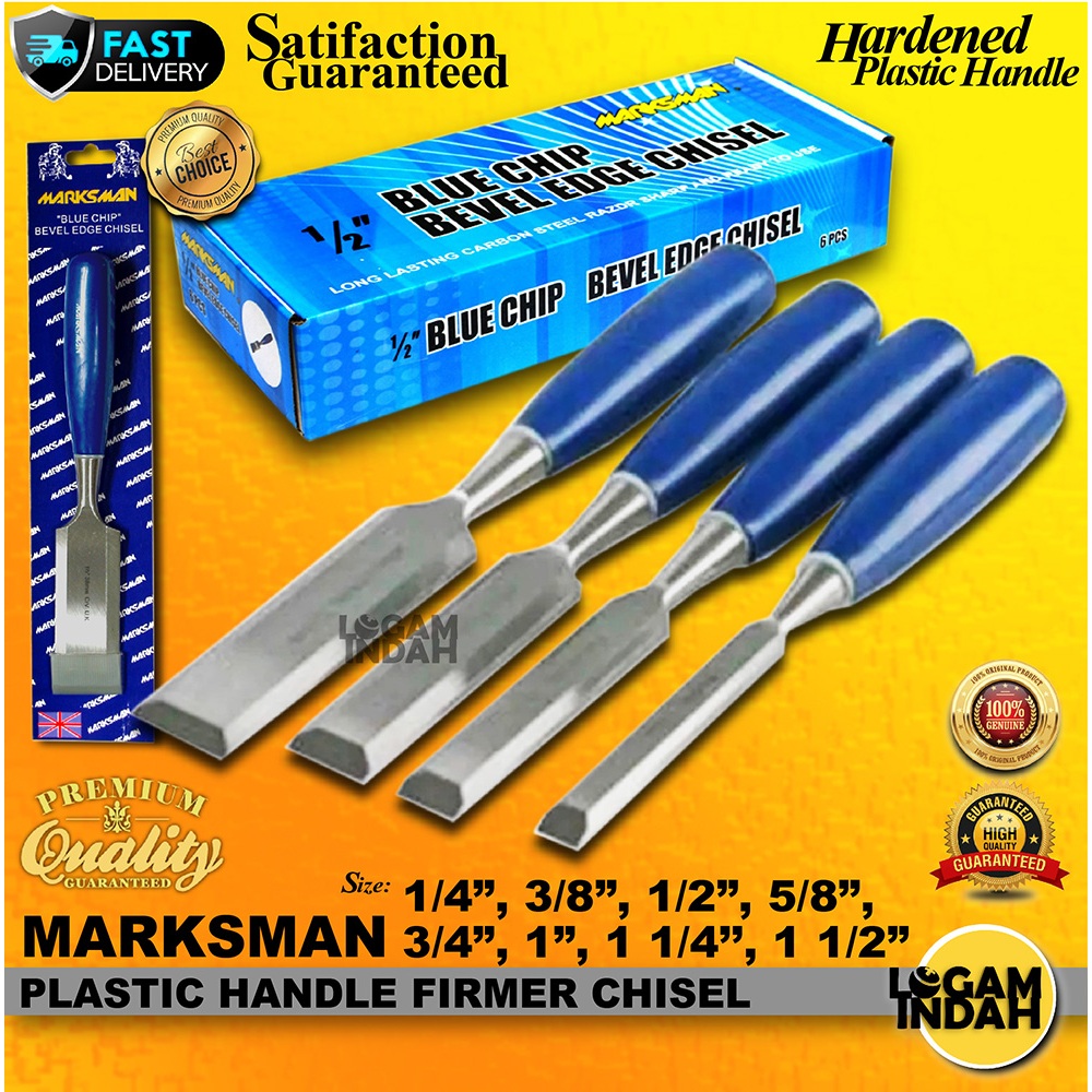 MARKSMAN PLASTIS HANDLE FIRMER CHISEL / WOOD CHISEL BEVEL EDGE CHISEL ...