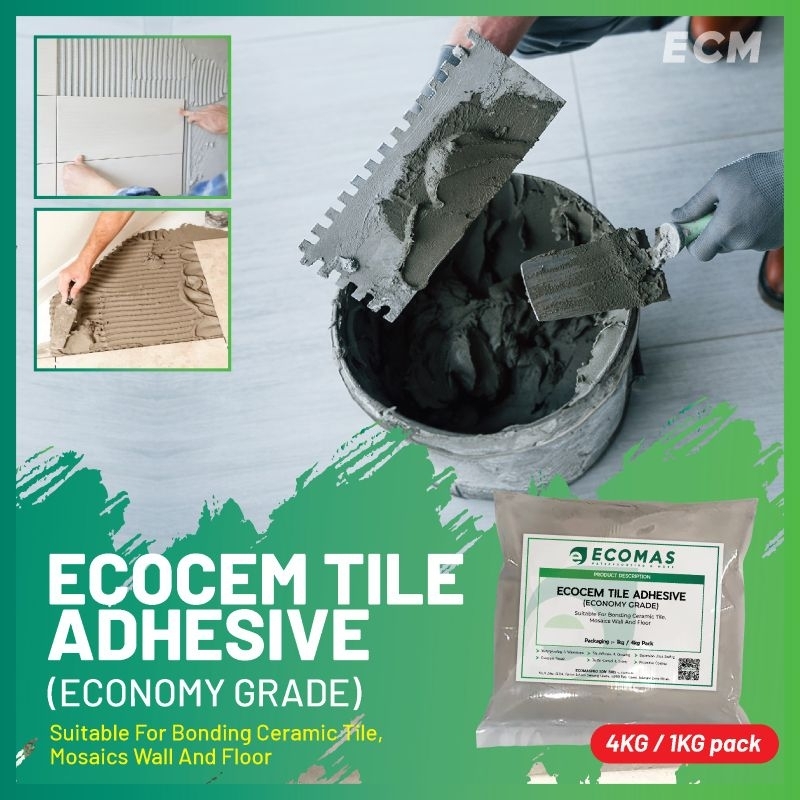 ECOGUM TILE ADHESIVE (1KG / 4KG PACK) SIMEN GUM BERKUALITI / SIMEN GAM ...