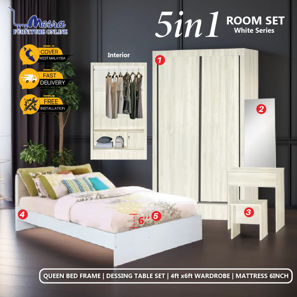 (FREE SHIPPING)MESRA - Bedroom Set Sliding door /Set Bilik Tidur/Almari ...