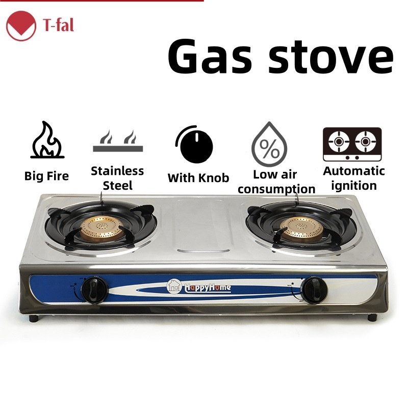 T-fal Double burner gas stove/Gas and regulator stove stainless steel ...