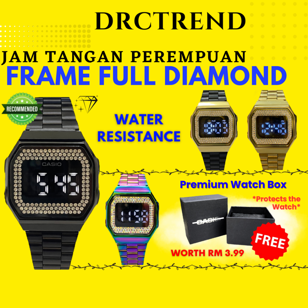 JAM Casio Full Diamond FD-168 Digital Watch Touch Screen Jam Tangan ...