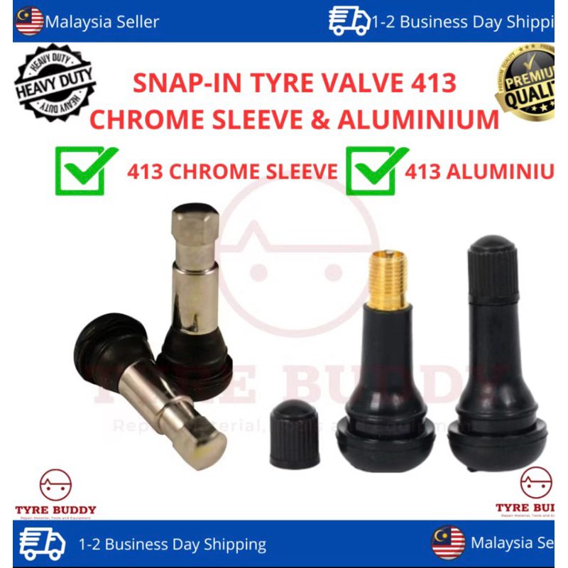 Snap-In Tr413 [ 100pcs ] Chrome Sleeve & Tr413 Aluminium Tyre Tubeless ...