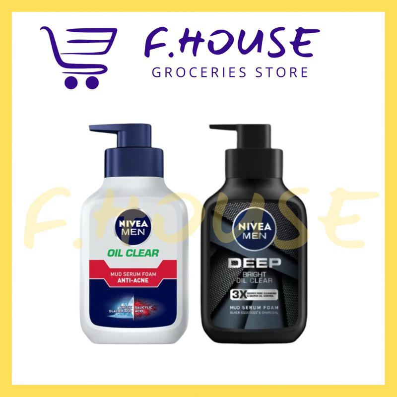 NIVEA Men Anti Acne Mud Serum Foam / Deep White Oil Clear Mud Serum ...
