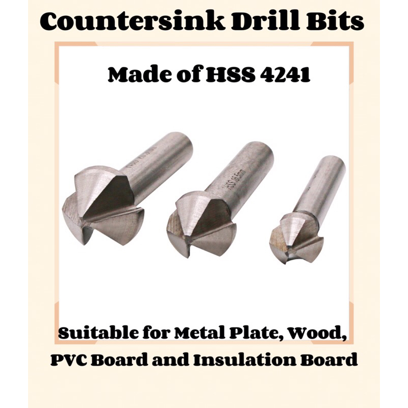 6pcs 3 Flute Countersink Drill Bits Chamfer Tool Chamfering Cutter Tool ...