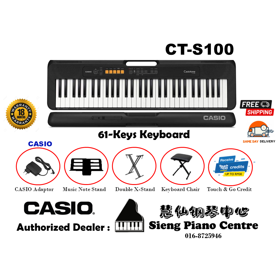 [Ready Stock] Casio CT-S100 61-keys keyboard (CT S100/ CTS100/ CTS-100 ...