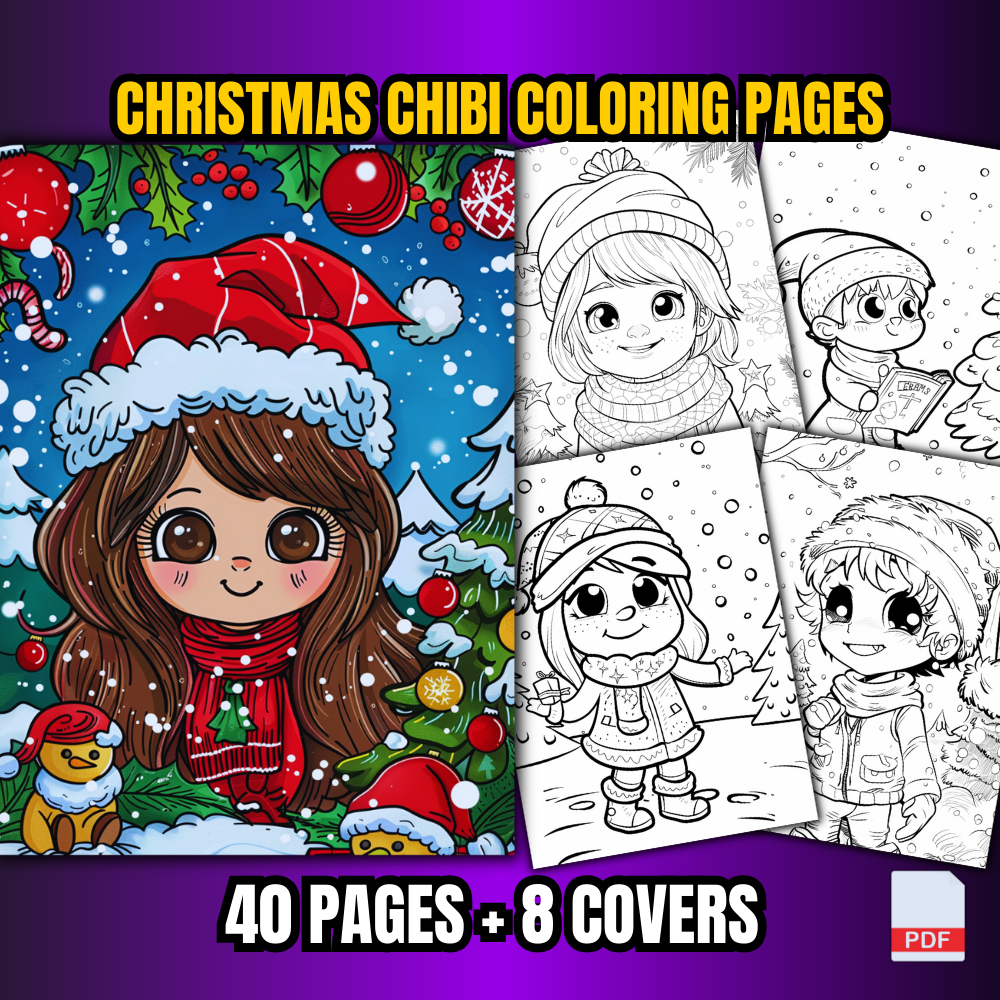 [PDF] CHRISTMAS CHIBI COLORING PAGES FOR KIDS (40 PAGES + 8 COVERS ...