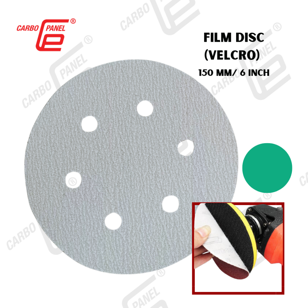 Carbo Panel 6" inch 6 Holes Velcro Film disc (150mm)GREEN(white coat ...