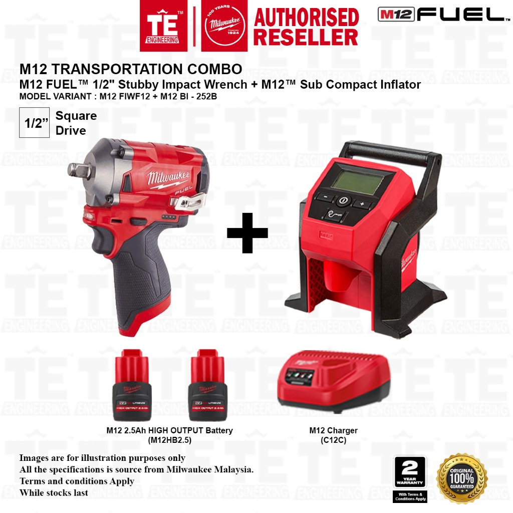 MILWAUKEE M12 Transportation Combo ( M12 FIWF12 + M12 BI -252B ...