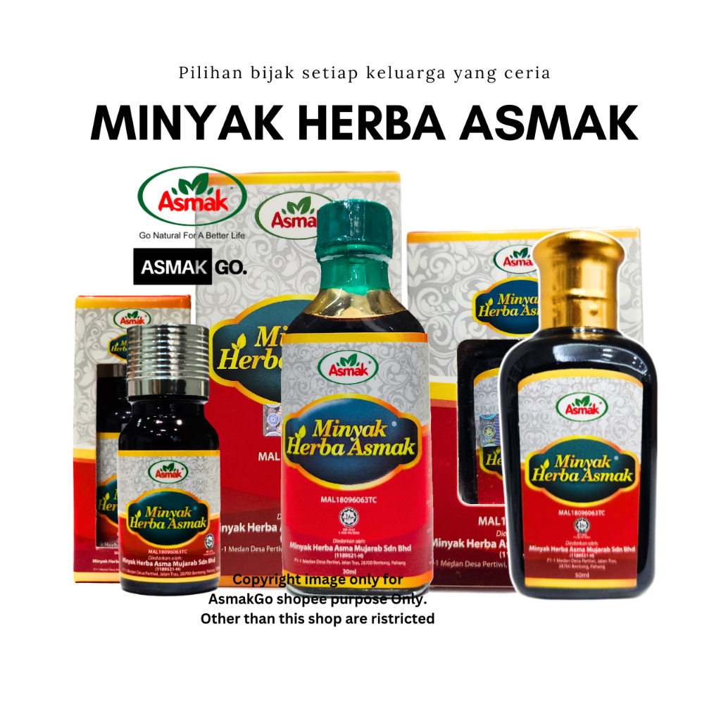 Minyak Herba Asmak Original HQ 10ml, 30ml, 50ml Sesuai Untuk Batuk ...