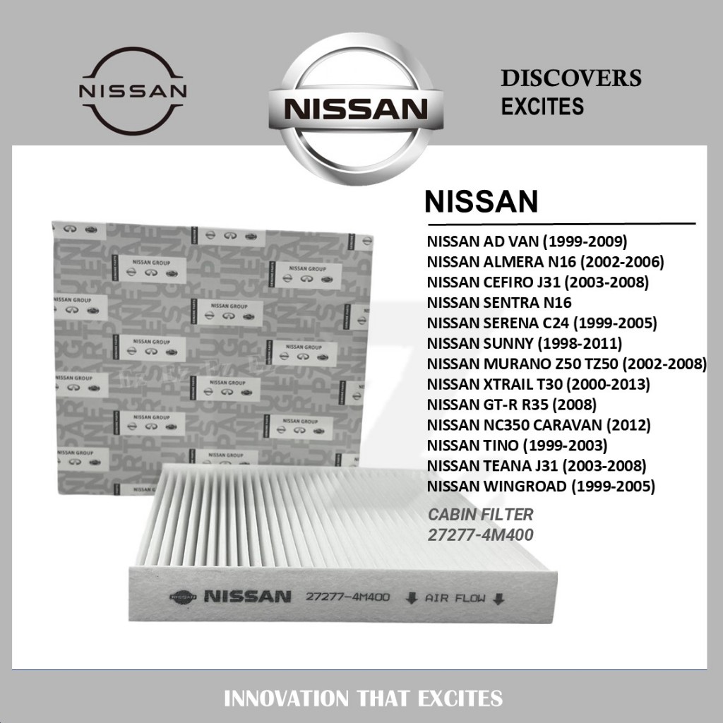27277-4M400 - CABIN FILTER FOR NISSAN ALMERA N16 CEFIRO SENTRA N16 ...
