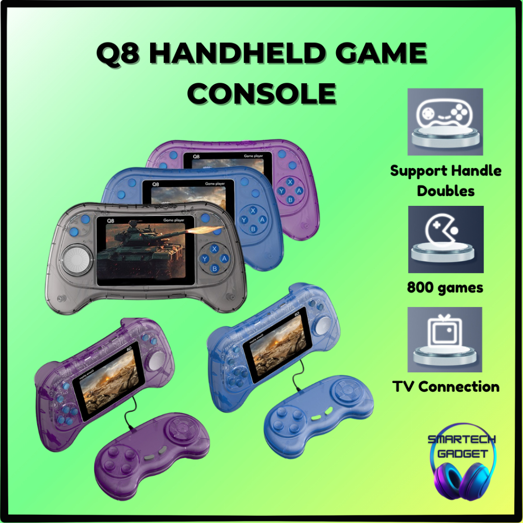 Q8 Portable Handheld Game Console with 800 Classic Games Ergonomic ...