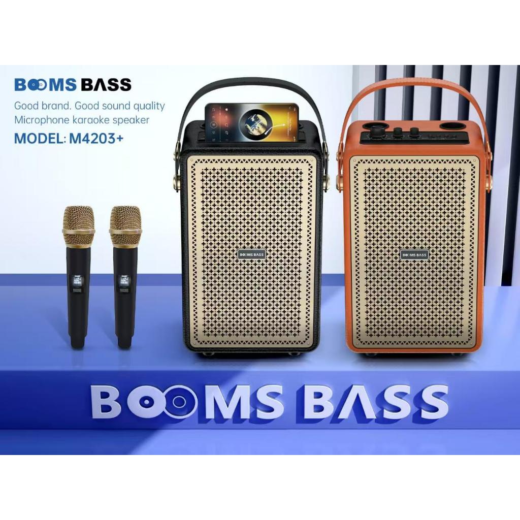 BOOMS BASS M4203+ TWS Wireless Bluetooth Dual Microphone Karaoke Family ...
