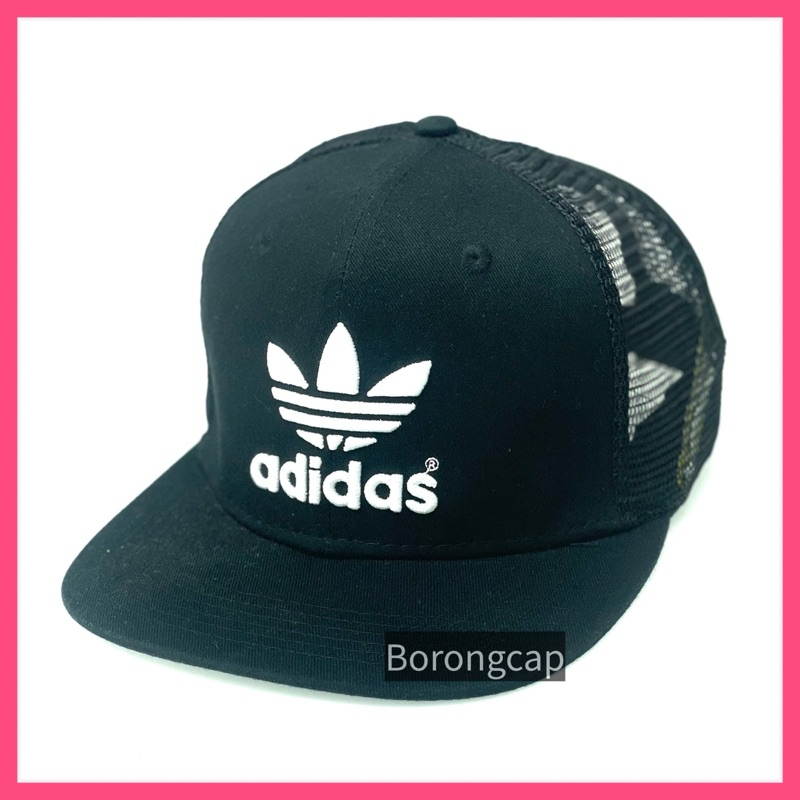 Adidas White/ Red Black Mesh Trucker Cap Flat Brim | Shopee Malaysia