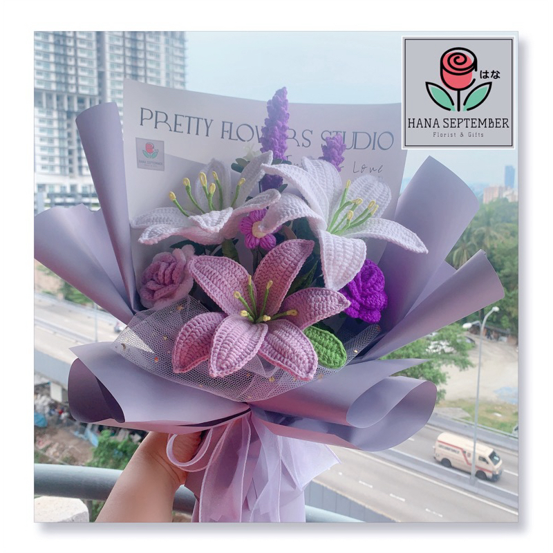 Lily Crochet Flower Bouquet Handmade Purple | Shopee Malaysia