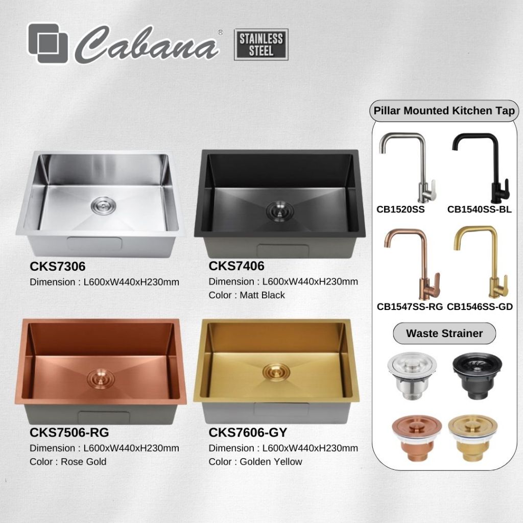 CABANA Undermount Kitchen Sink 600x440 Stainless Steel 304 Kitchen Sink ...