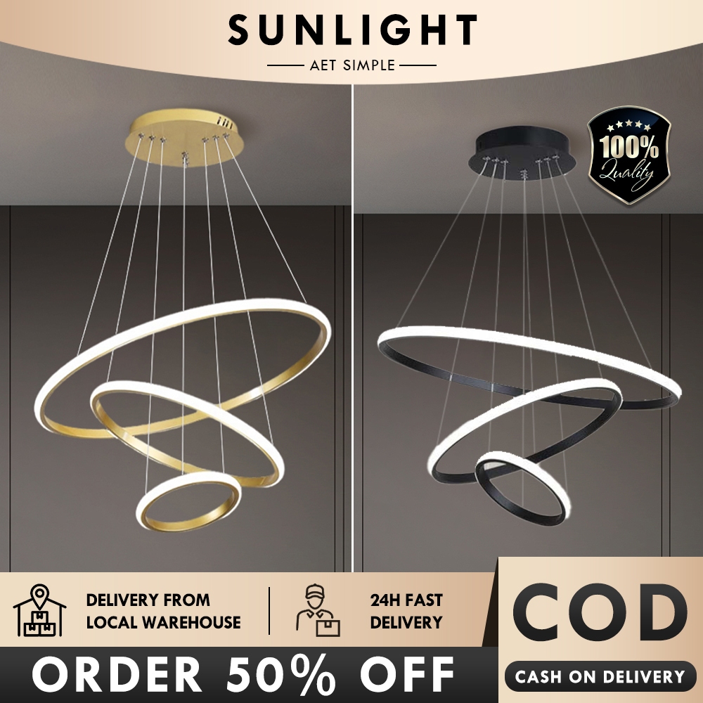 Candelier moden LED lampu siling gantung candelier cincin lampu hiasan ...