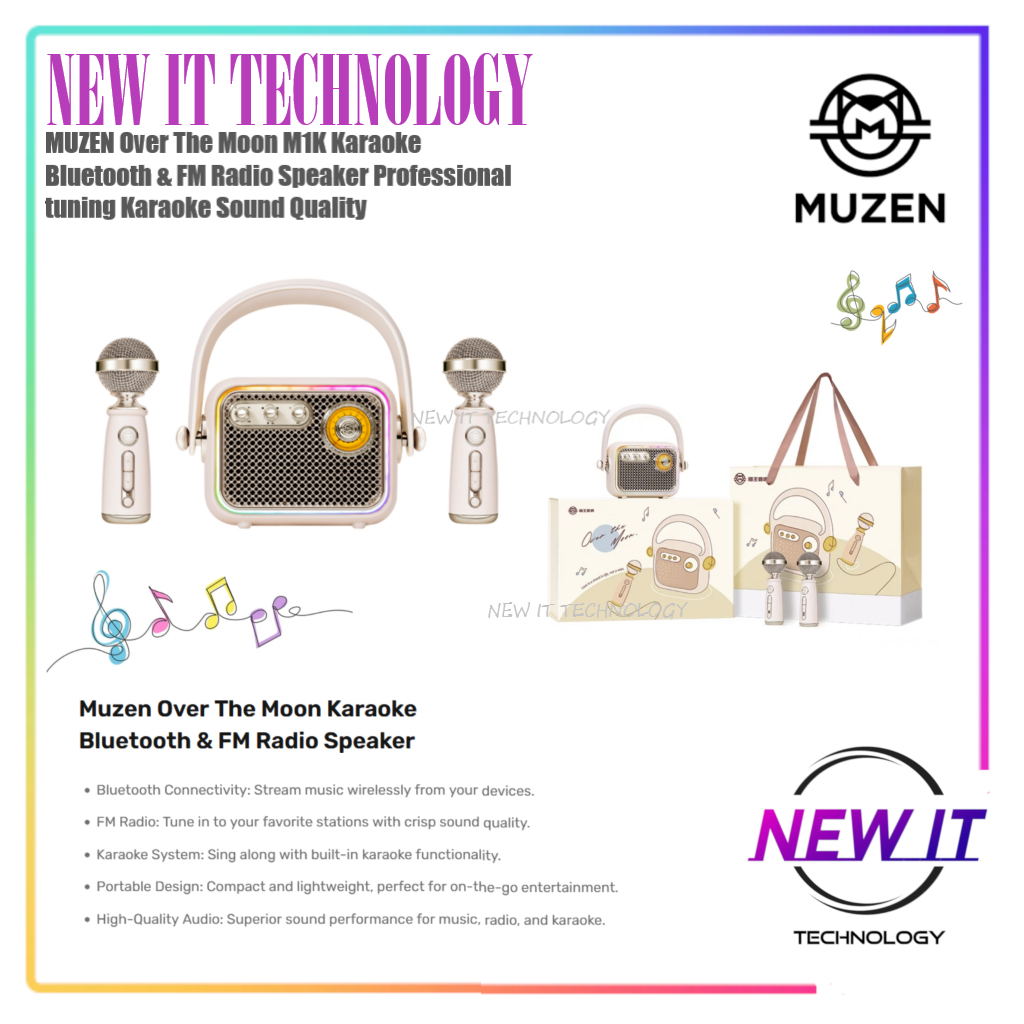 MUZEN Over The Moon M1K Karaoke Bluetooth & FM Radio Speaker ...