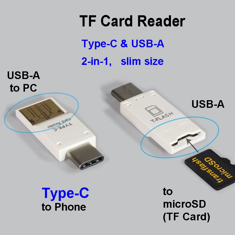2 In 1 USB 2.0 OTG XC Mini High Speed TF Card Memory Card Reader ...