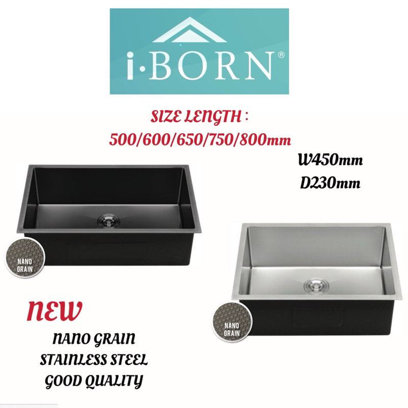 GOOD QUALITY🔥 IBORN STAINLESS STEEL KITCHEN SINK NANO GRAIN SIZE 500 ...