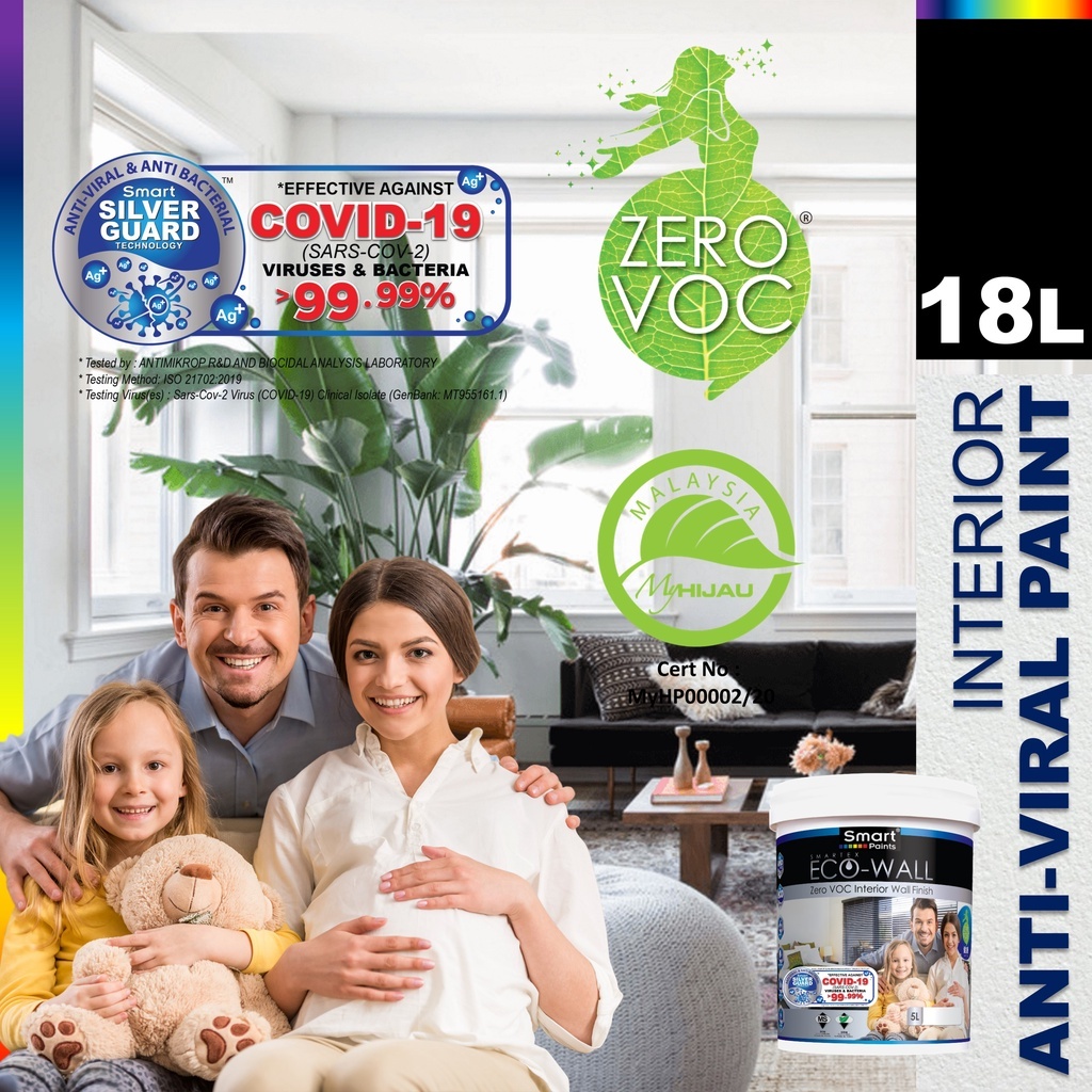18L SMART PAINT ECO-WALL ( 18 LITER ) Cat Batu Cat Dinding Dalam CAT RUMAH Interior Wall Finish ...