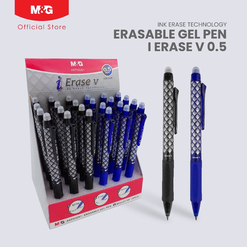 M&G I Erase V Retractable Erasable Gel Pen, 0.5mm – Write, Erase, and ...