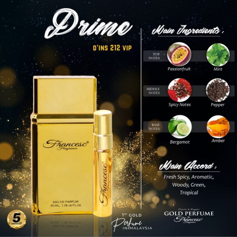 Gold Perfume Prime MEn Edition/30ml/EDP/FREE MINI TESTER | Shopee Malaysia