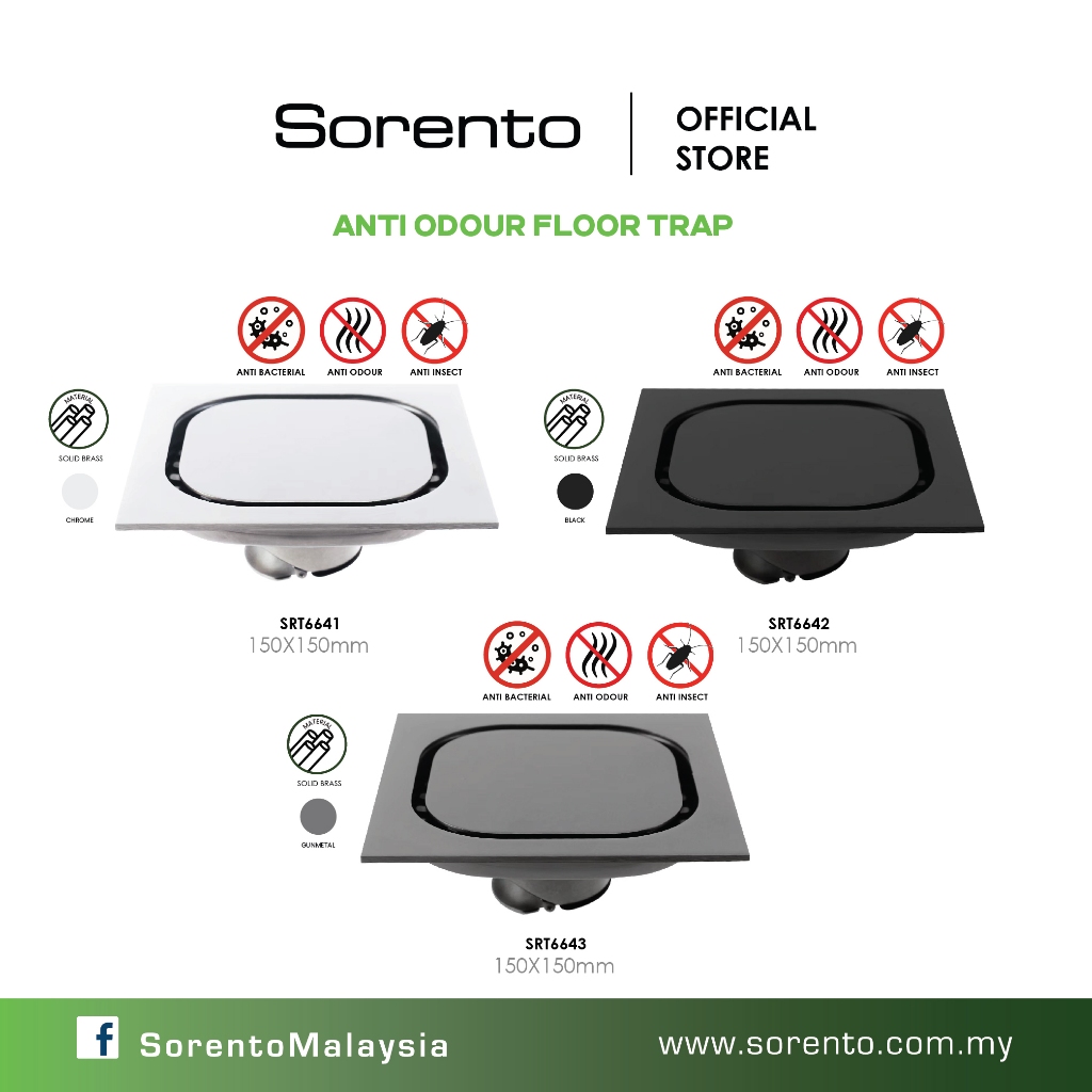 SORENTO ANTI ODOUR Floor Trap Stainless steel 304 material SRT6641 Anti ...