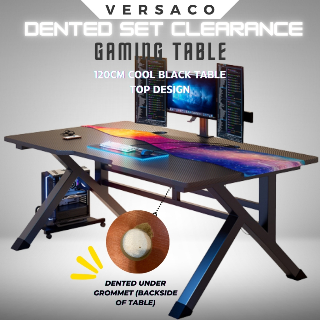 120CM Cool Black Gaming Table Dented Set /Meja Gaming Kesan ringan/Cool ...
