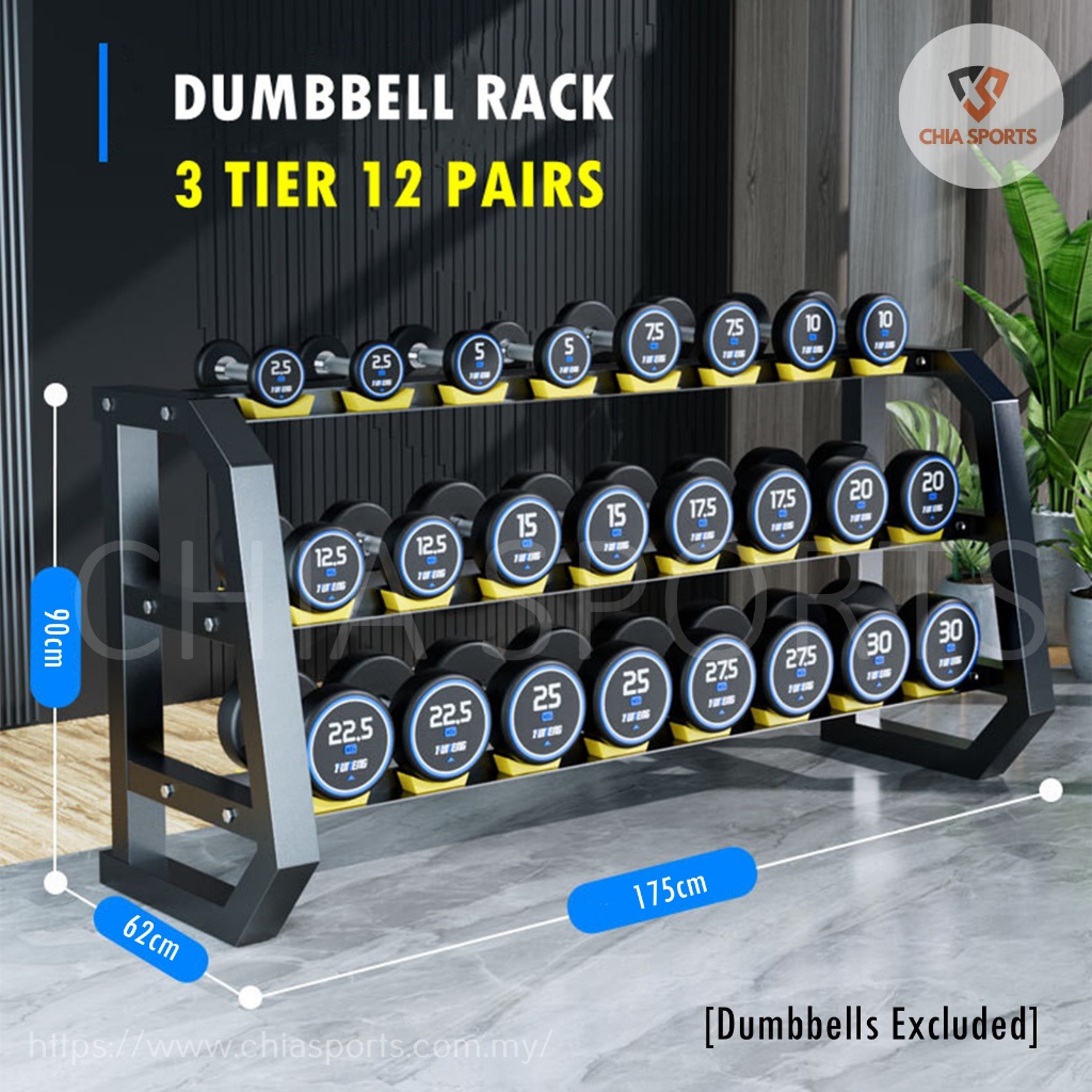 3 Layer Commercial Dumbbell Rack 12 Pairs Three Tier Storage Racks ...