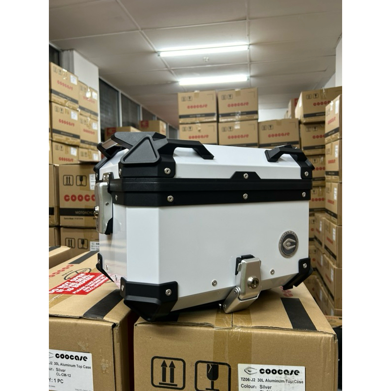 30L Coocase Aluminium White Topbox (Side Open) | Shopee Malaysia