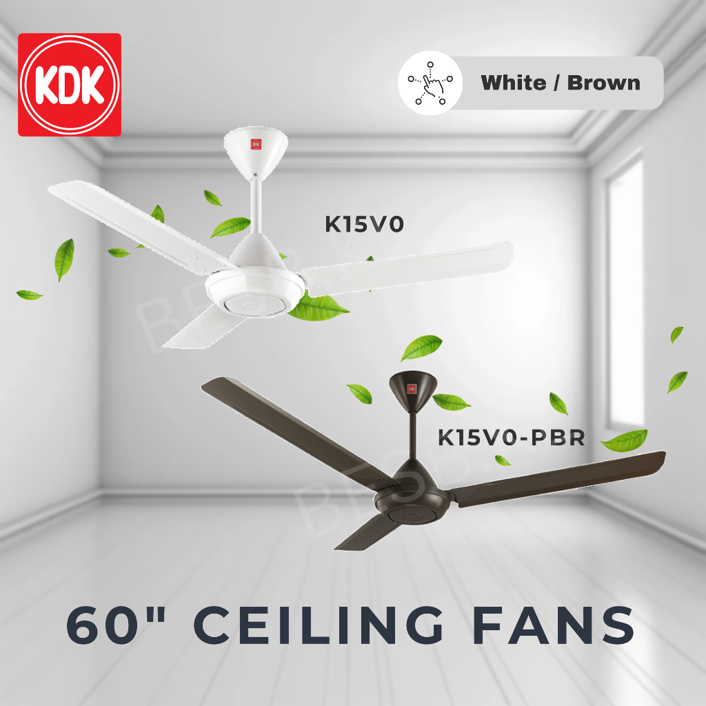 KDK K15V0 K15V0-PBR 3 Blades 60” CEILING FAN Kipas Siling White Brown ...