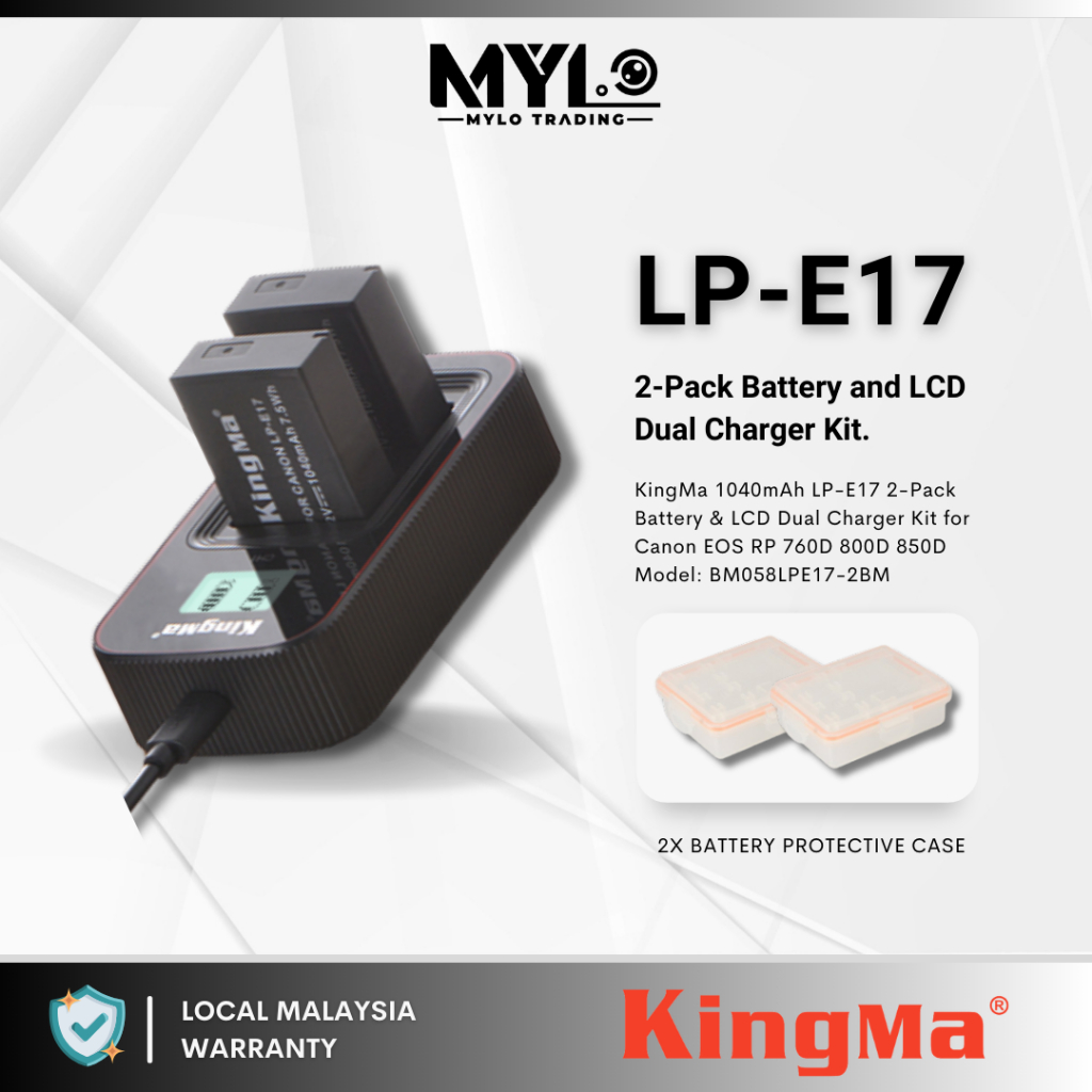 KingMa LP-E17 LPE17 Battery & LCD Dual Charger Set For Canon 760D 800D ...