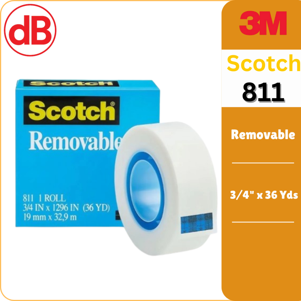 (READY STOCK) 3M Scotch Tape - Removable Tape 811 (19mm x 32.9m ...