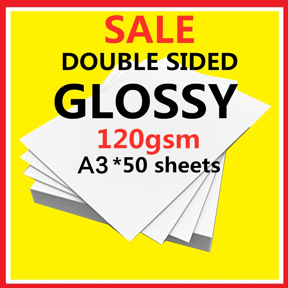 Double Sided Glossy Photo Paper Art Paper A3 Size - 50 sheets per pack ...