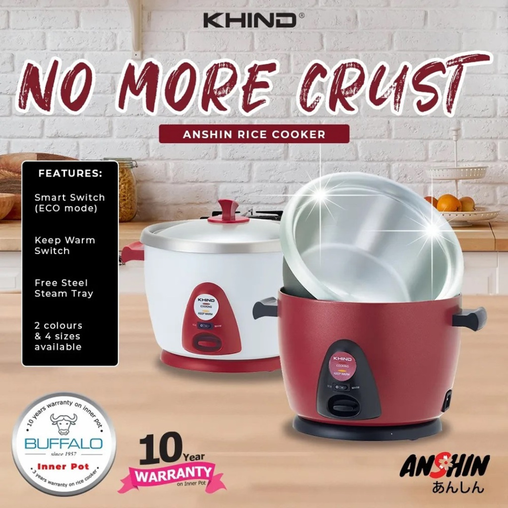 TTHUAN KHIND ANSHIN RICE COOKER WITH STAINLESS STEEL INNER POT RC106M ...