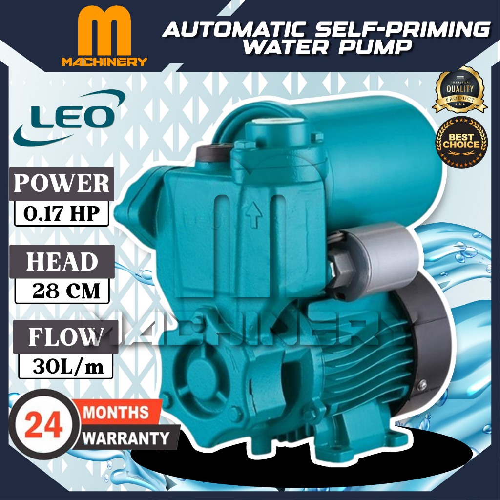 M.Machinery LEO LKSM130 Automatic Self-Priming Peripheral Water Pump Home Water Booster | Shopee ...