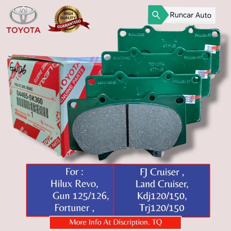 TOYOTA Front DISC BrakePads •Hilux Revo Gun125&126/Fortuner Tgn156/Fj ...