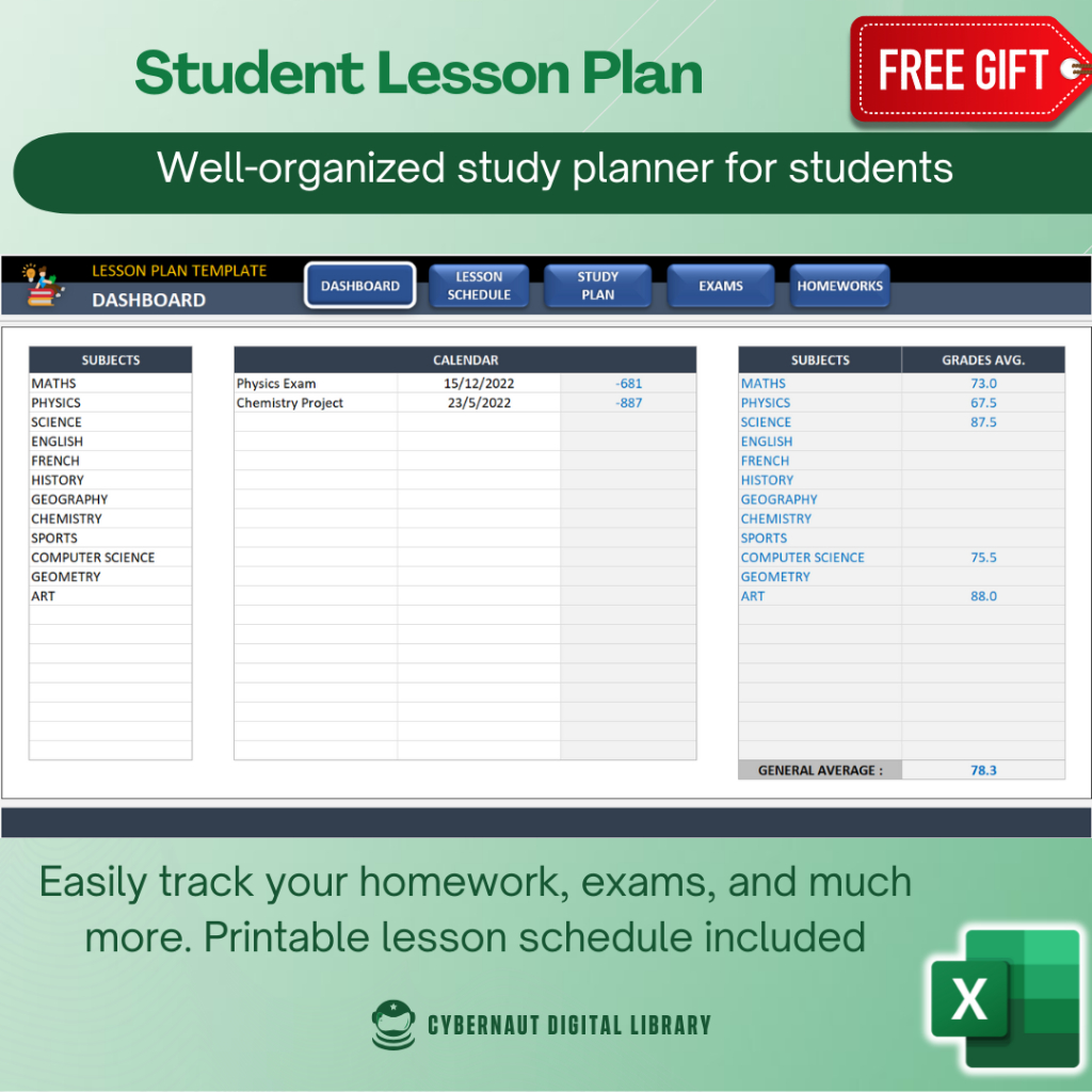 Excel Template - Student Lesson Plan Excel Template (Free 12-in-1 ...