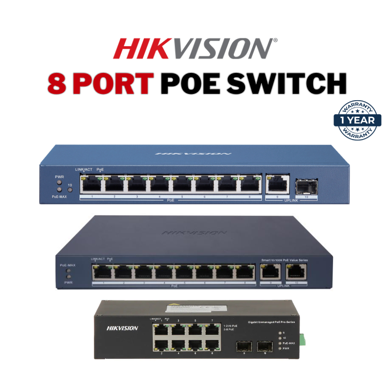HIKVISION 8 Port Fast Ethernet Smart PoE Switch DS-3E1310P-EI/M/DS-3E1309P-EI/DS-3T0510HP-E/HS ...