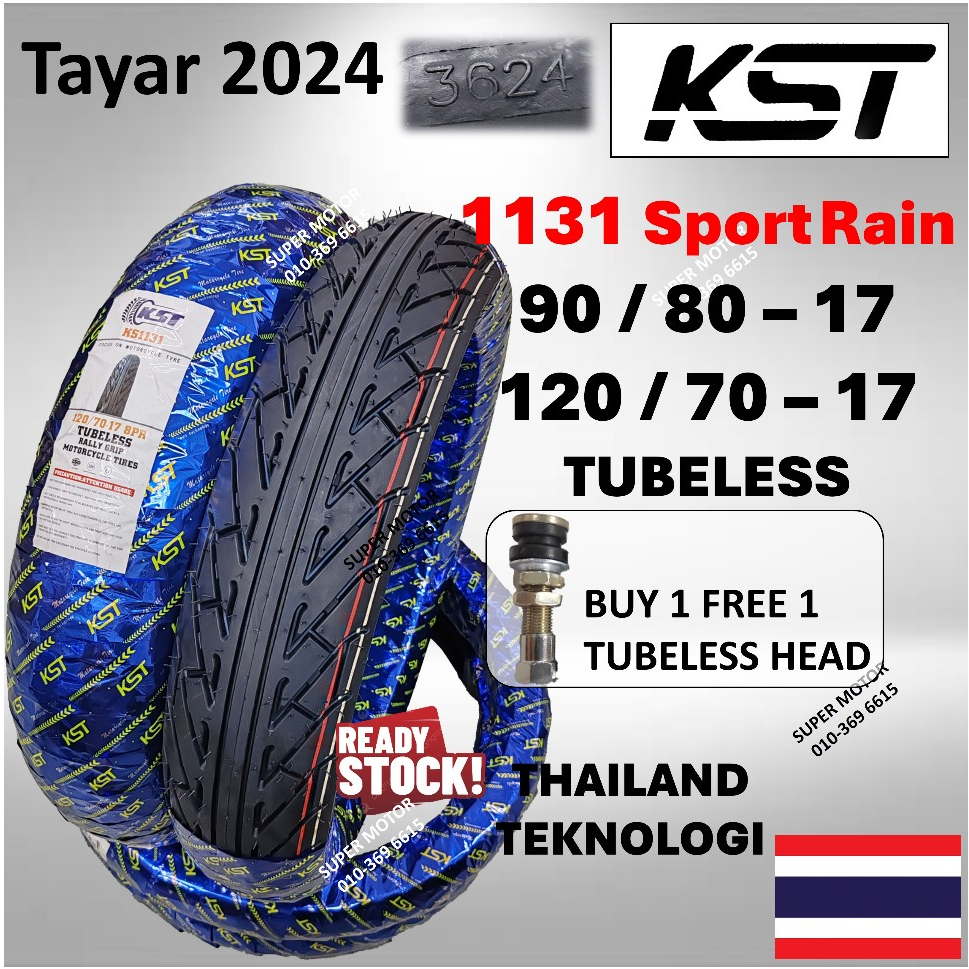 TAYAR MOTOR 90/80-17 & 120/70-17 TUBELESS TYRE BUNGA CORSA SPORT RAIN ...