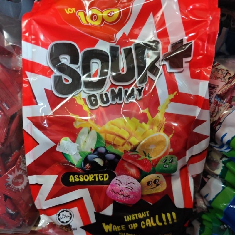 *New Look!* Lot100 Sour+ Assorted Flavoured Gummy (Gula-gula Kenyal ...