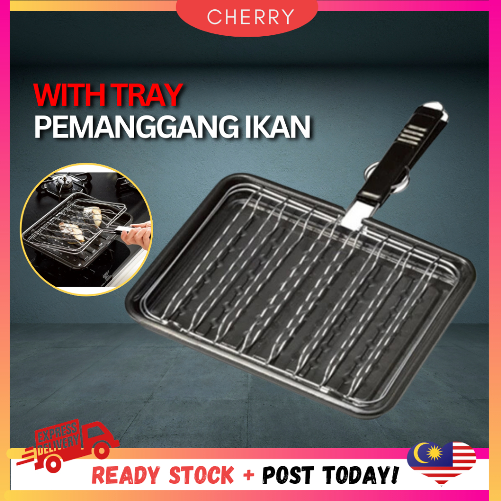 🍒CHERRY🍒 Bbq Pemanggang ikan Stail Jepun / fish grill pan with tray ...