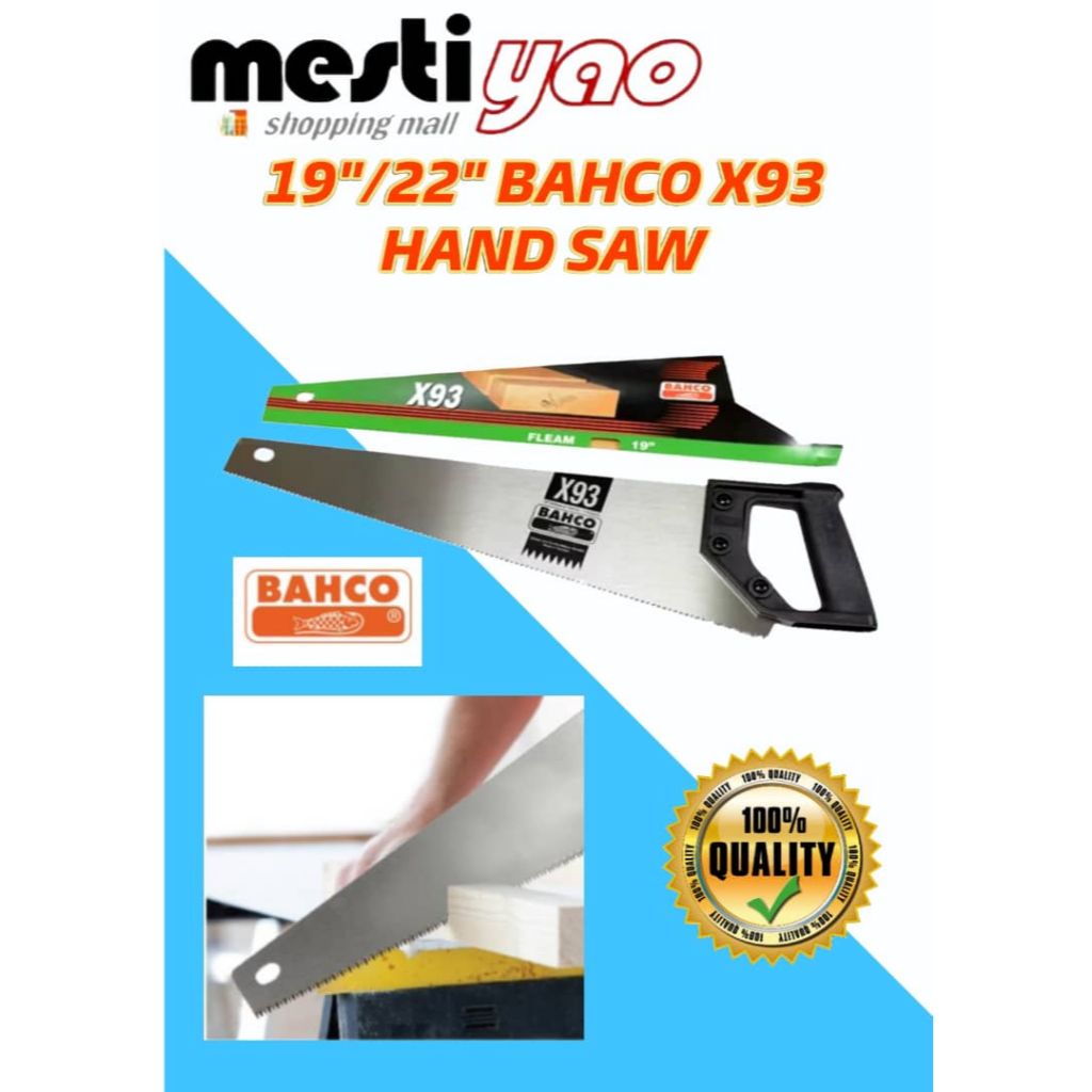19"/22" X93 Bahco Original Wood Hand Saw / Gergaji Kayu Tangan | Shopee ...