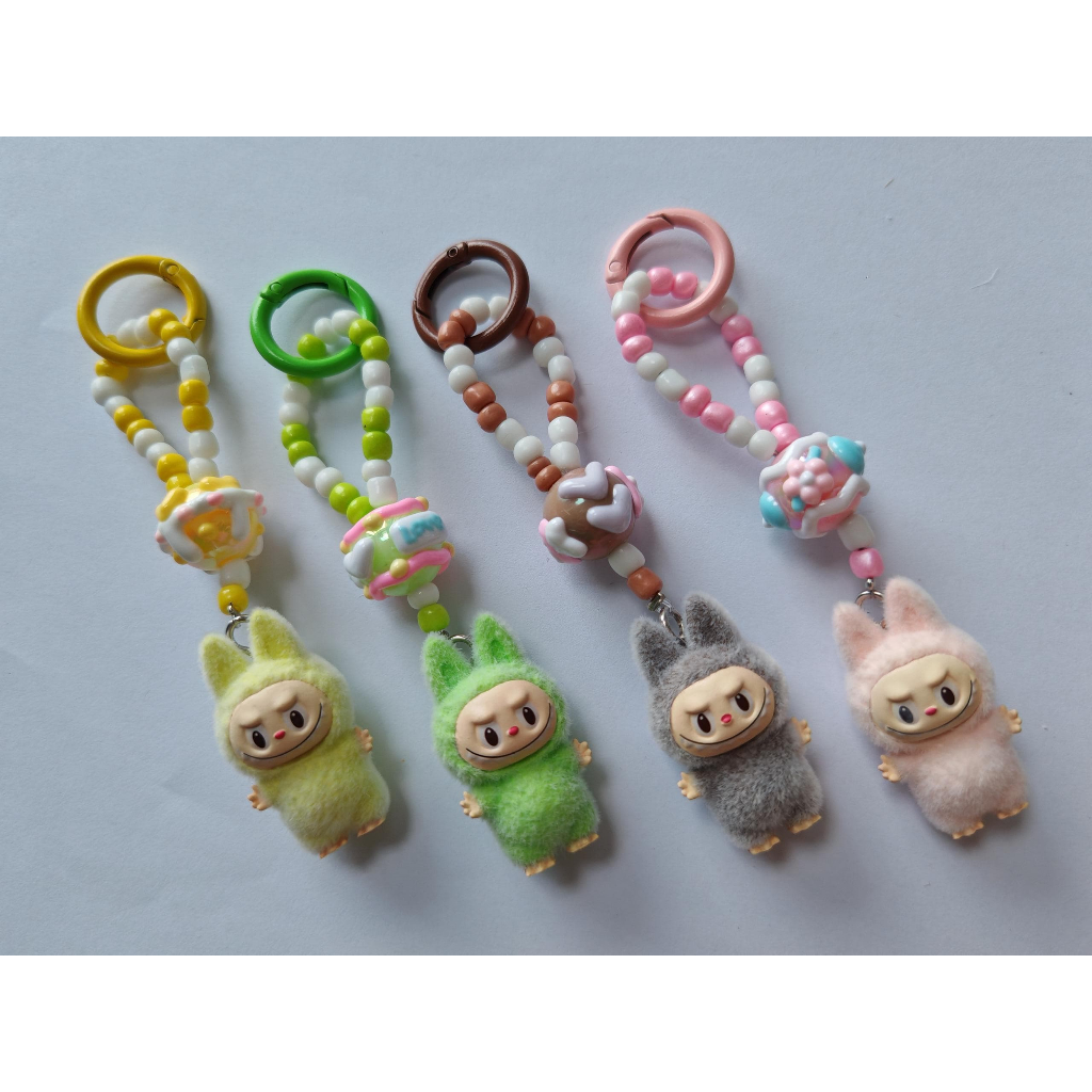 [READY STOCK] LABUBU PREMIUM KEYCHAIN STANDING LABUBU FABRIC COLOURFUL ...