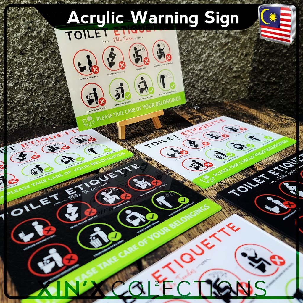 Acrylic Sign Toilet Etiquette Warning Please Flush No Smoking Throw ...