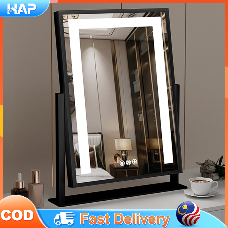 HAP LED Makeup Mirror Rechargeable Beauty Mirror Cermin kosmetik Square ...