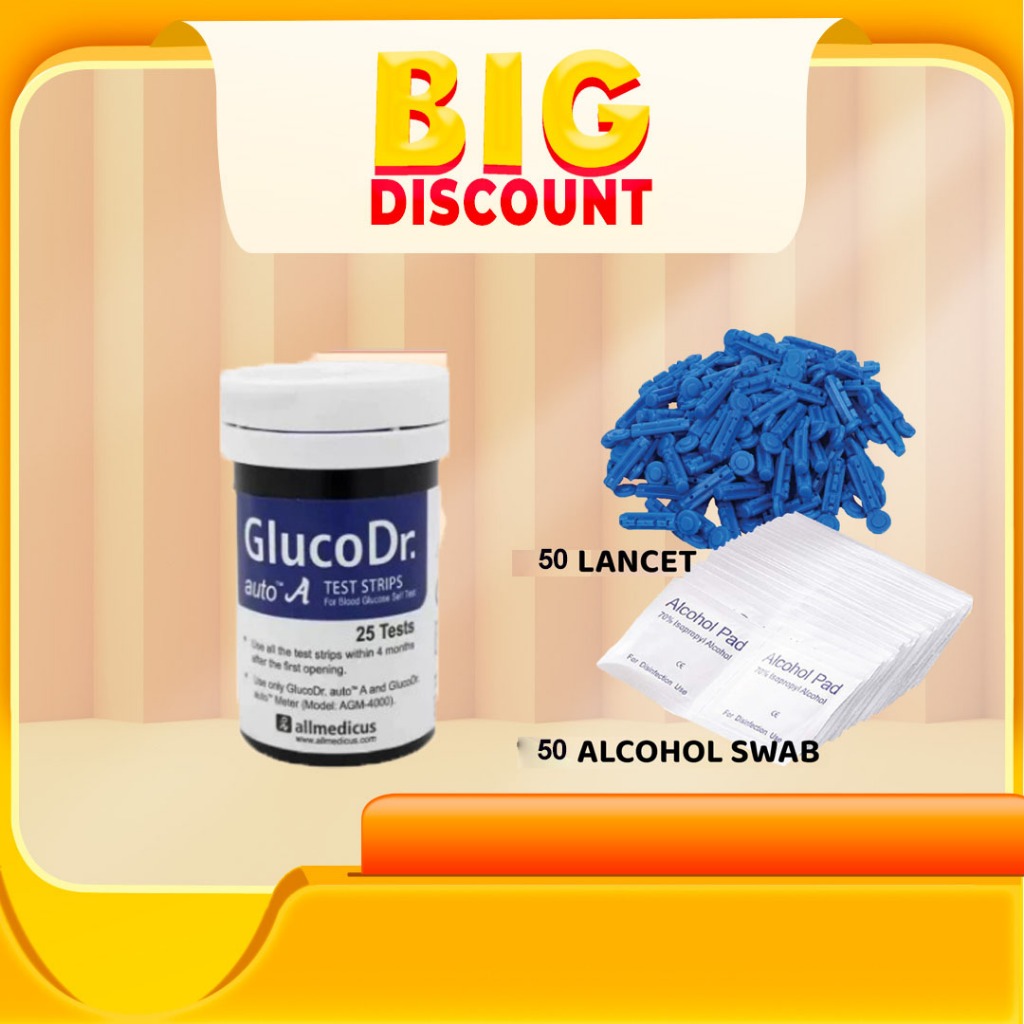 Gluco Dr. Auto A Glucose Test Strips 25's (50alcohol,50lancet,10s mask ...