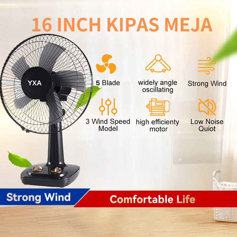 Kipas Meja 16 Inch kipas Mini Table Fan 5 Blades Home mute Kipas Angin kuat/ Kipas Duduk desk ...