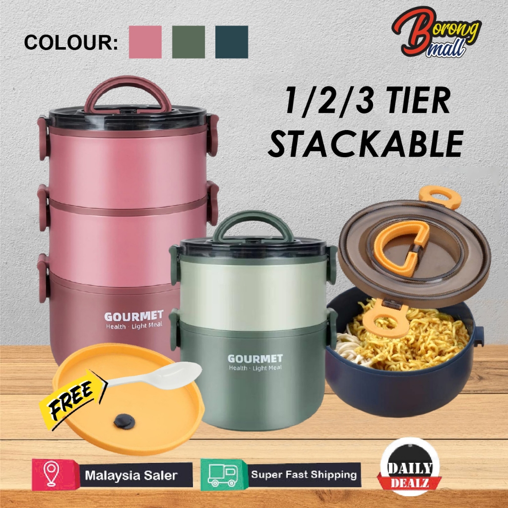 GOURMET Stackable Lunch Box Insulated Thermal Food Container Multi ...